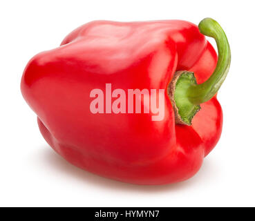 one whole red bell pepper and one cut in half in cross section ...