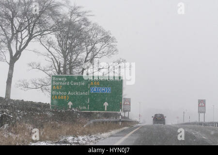 Scotch Corner A1 road sign on a spring day - North Yorkshire, England ...