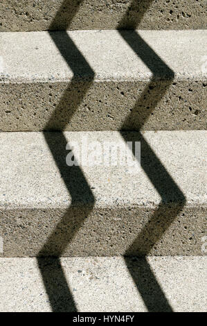 Concrete steps and shadows pattern, abstract in black & white of ...