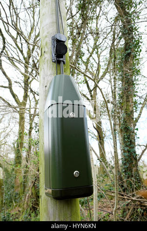 BT Openreach fibre broadband green street cabinet, seen in St Ives ...