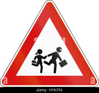 Road sign used in Malta - Intersection with roundabout Stock Photo - Alamy