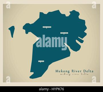 Mekong River Delta Vietnam Map in grey Stock Vector Image & Art - Alamy