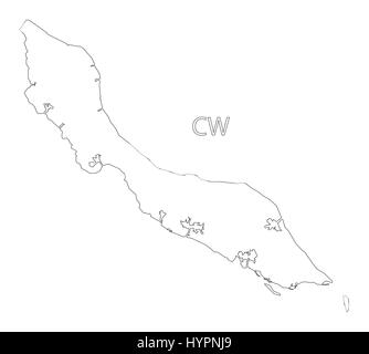 Curacao map. Just a simple border map. Shape of the country. Flat blank ...