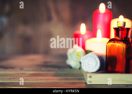 Spa candle wipes bottles Stock Photo - Alamy