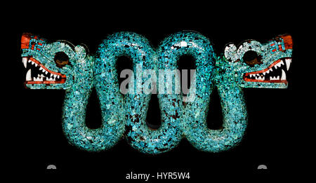 Turquoise mosaic of double headed serpent Aztec 15 -16 Cent American ...