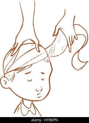 Vector illustration of a head wrapped bandage child Stock Vector Image ...