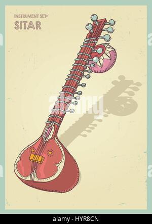 wooden sitar design Stock Vector Image & Art - Alamy