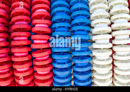 Swimming lanes markers in reel storage inside the pool. Pool lane lines ...