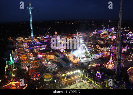 Kingston upon Hull fair at night with fairground ride movement, Hull ...