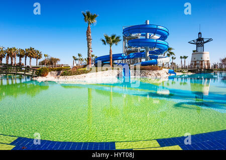 Water park slide and swimming pool in a luxury resort Stock Photo - Alamy