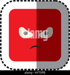 square colorful shape emoticon angry expression Stock Vector Image ...
