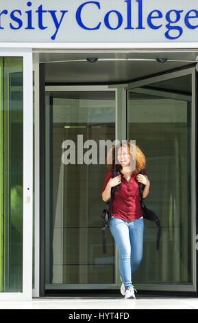 beautiful Student girl portrait leaving class and smiling Stock Photo ...