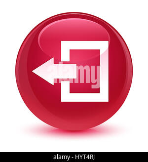 Logout icon isolated on glassy yellow round button abstract ...