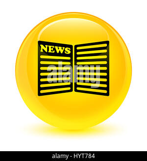 Newspaper icon isolated on glassy cyan blue round button abstract ...