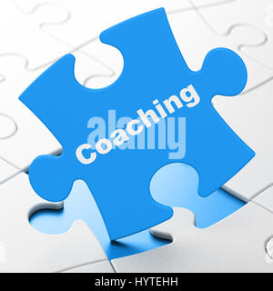 Education concept: Coaching on puzzle background Stock Photo - Alamy