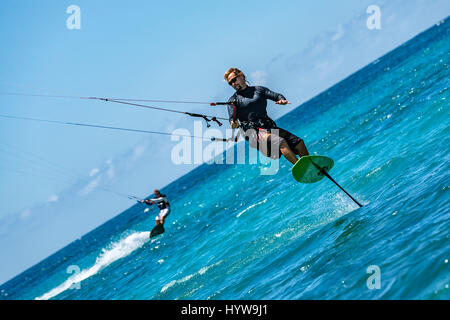 Kite surfing, Ocean Park, Puerto Rico Stock Photo - Alamy
