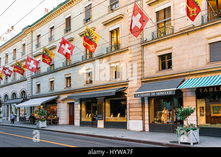Switzerland, Geneva, luxury shops at Rue du Rhone Stock Photo - Alamy