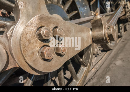 Steam locomotive, coupling rod, wheels, detail, b/w, locomotive Stock ...