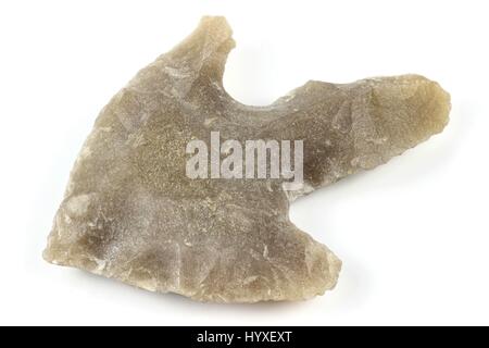 Neolithic flint arrowhead on white background Stock Photo - Alamy