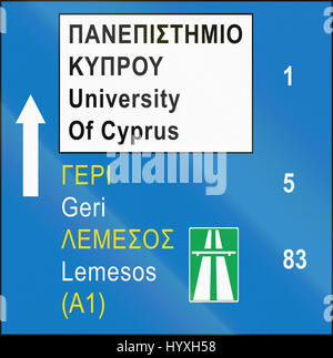 Cyprus direction road sign with distances to destinations Stock Photo ...