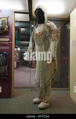 Clothing of natives Chipewyan on display, Manitoba Museum, Winnipeg ...