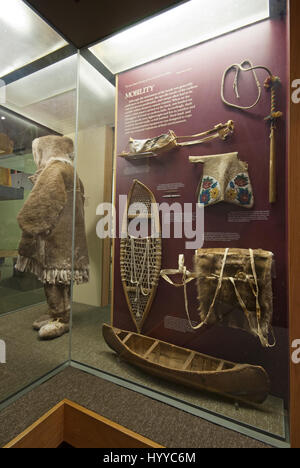 Clothing of natives Chipewyan on display, Manitoba Museum, Winnipeg ...