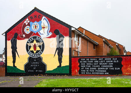 Red Hand Commando loyalist wall mural on the Shankill estate, Belfast ...