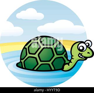 Scared green turtle, illustration, vector on white background Stock ...