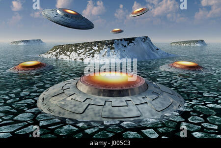 Aliens At Their Base In Antarctica Stock Photo - Alamy