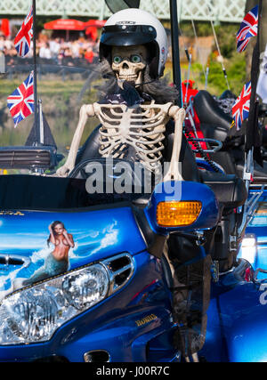 A skeleton takes part in a Honda Goldwing motorcycle rally held in the ...