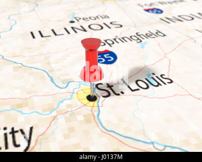 St Louis pinned on a map of Missouri, USA Stock Photo - Alamy