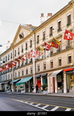 Switzerland, canton of Geneva, Geneva, Rue de l Hotel de Ville, old ...