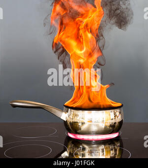 Chip Pan Fire Kitchen Cooker Burnt Cooking rescue Stock Photo - Alamy