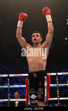 Martin Gethin celebrates victory over John Wayne Hibbert during the ...