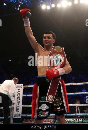 Martin Gethin celebrates victory over John Wayne Hibbert during the ...