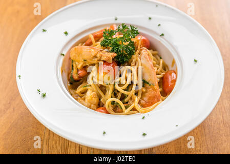 Prawn Pasta with Lobster bisque sauce Stock Photo - Alamy