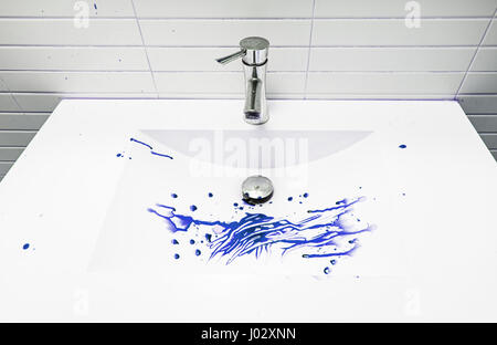 Kitchen sink with blood for halloween Stock Photo - Alamy
