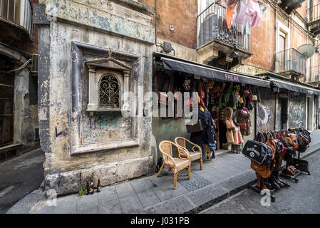Landolina Street in Catania city on the east side of Sicily Island ...