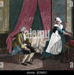Philosopher Jean Jacques Rousseau (1772-1778) Speaking to his wife just ...