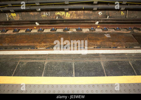 yellow line and studded textures tiles marking edge of platform in ...