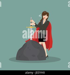 sword excalibur King Arthur stuck in the rock stone isolated render ...