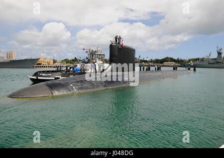 The USN Virginia-class submarine USS Texas departs the Joint Base Stock ...