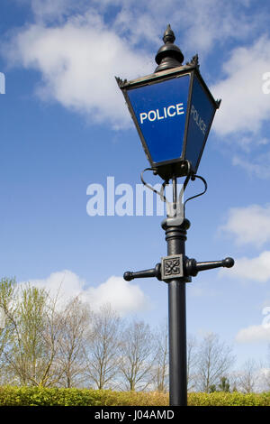 Old fashioned illuminated Police sign outside police station, Thirsk ...