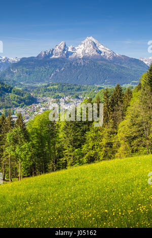 Scenic view of the Watzmann Mountains on a sunny day Stock Photo - Alamy