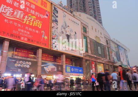 People visit Shangxiajiu pedestrian street in Guangzhou China ...