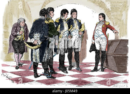 Napoleon Bonaparte at the tomb of Frederick the Great, 1806, steel engraving by Lefevre after ...