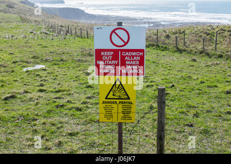 Castlemartin military firing range Keep Out danger sign in English and ...