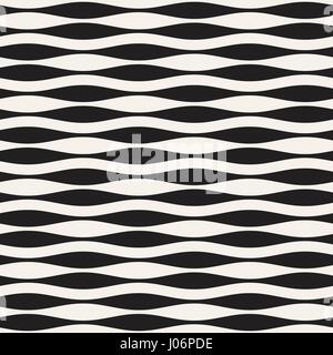 Wavy stripes vector seamless pattern. Retro abstract wavy texture ...