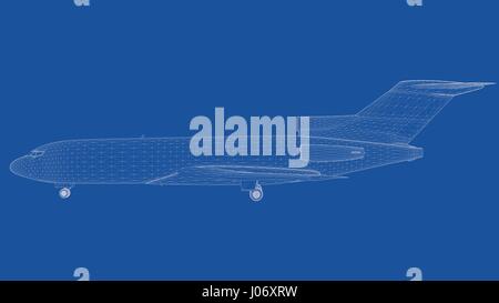 3d rendering of an outlined airplane Stock Photo - Alamy