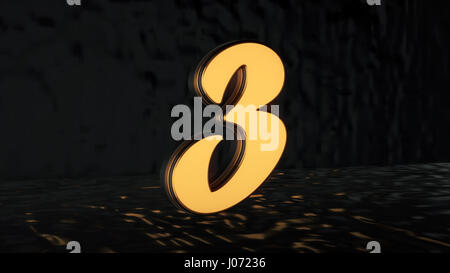 A three-dimensional golden digit standing in space Stock Photo - Alamy